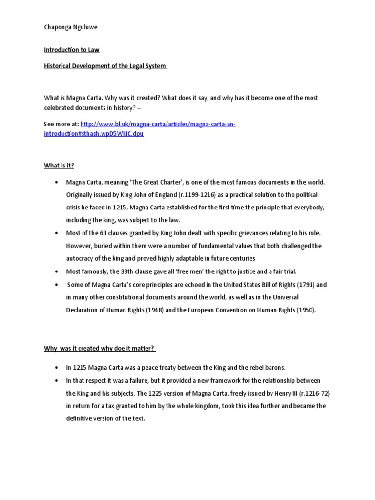 Introduction To Law Supplement | PDF | Equity (Law) | Magna Carta