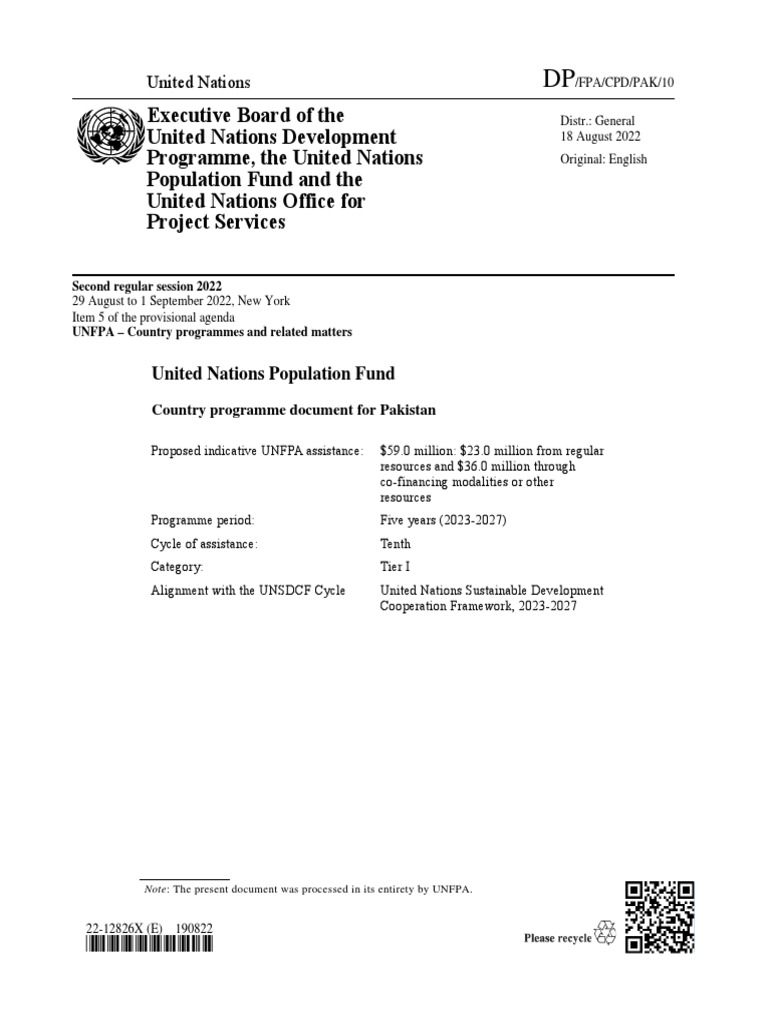 Pakistan Country Programme Document CPD - 2023-2027 Final | PDF | Gender Studies | Gender Equality