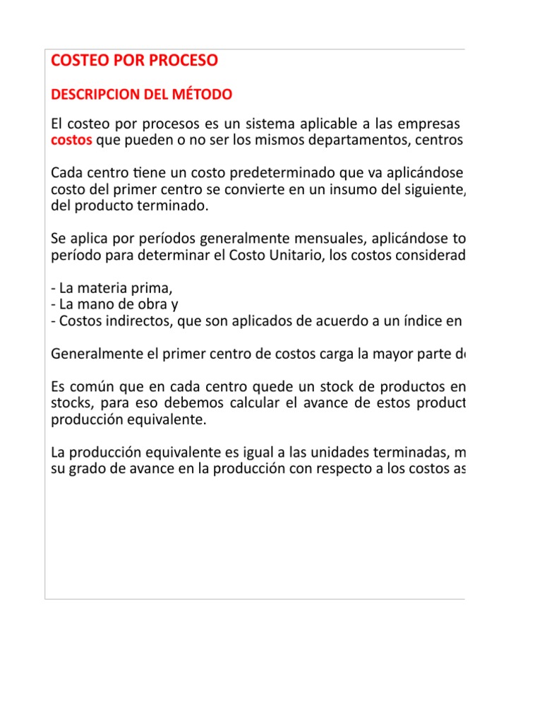 Costos Tema 04 - Costos Por Procesos | PDF | Economias