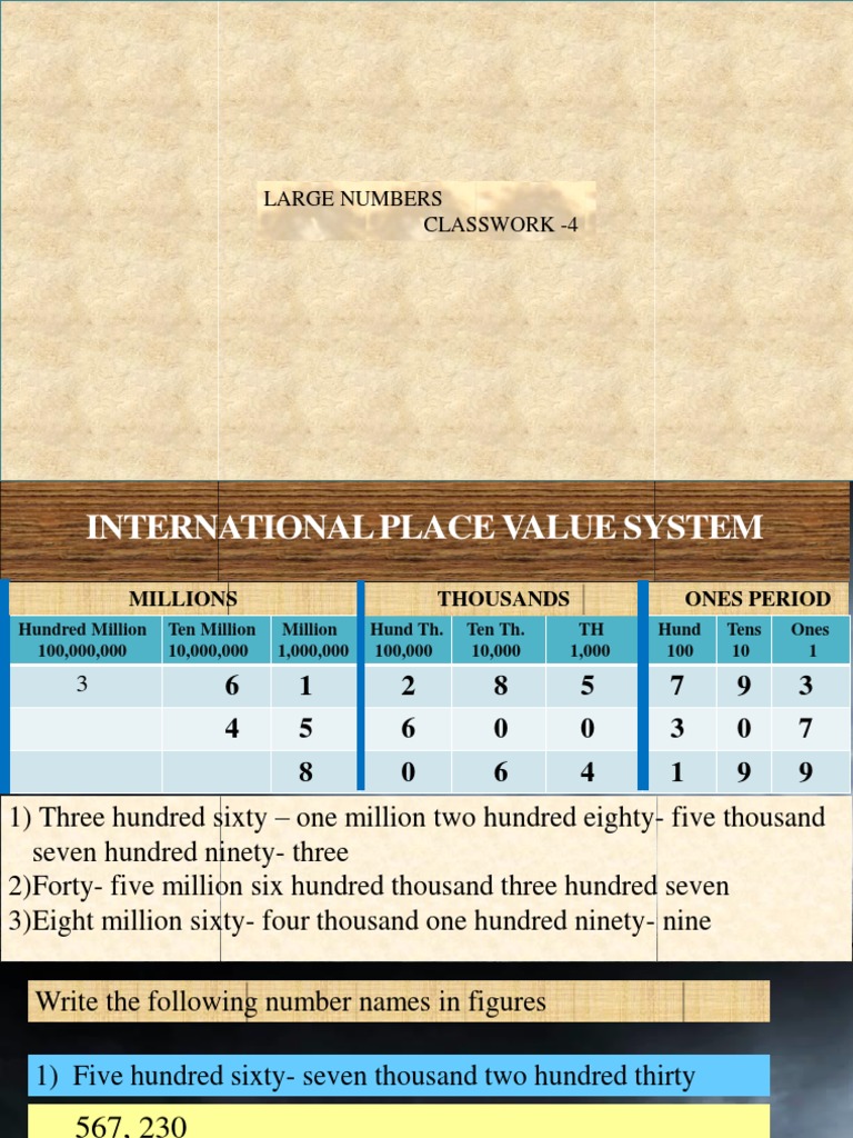 Large Numbers - Classwork 4 | PDF | Economy Of India | Units Of Measurement