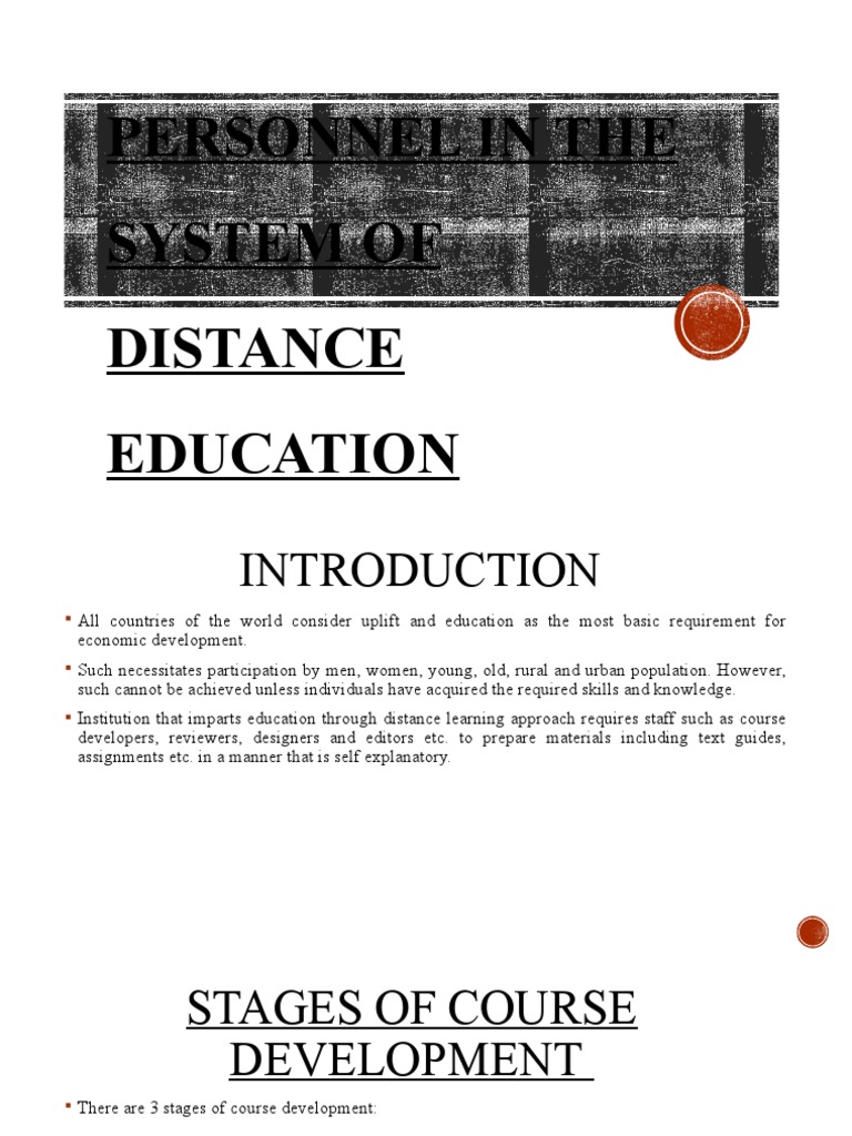 Personnel in The System of Distance Education (Unit 07) | PDF ...