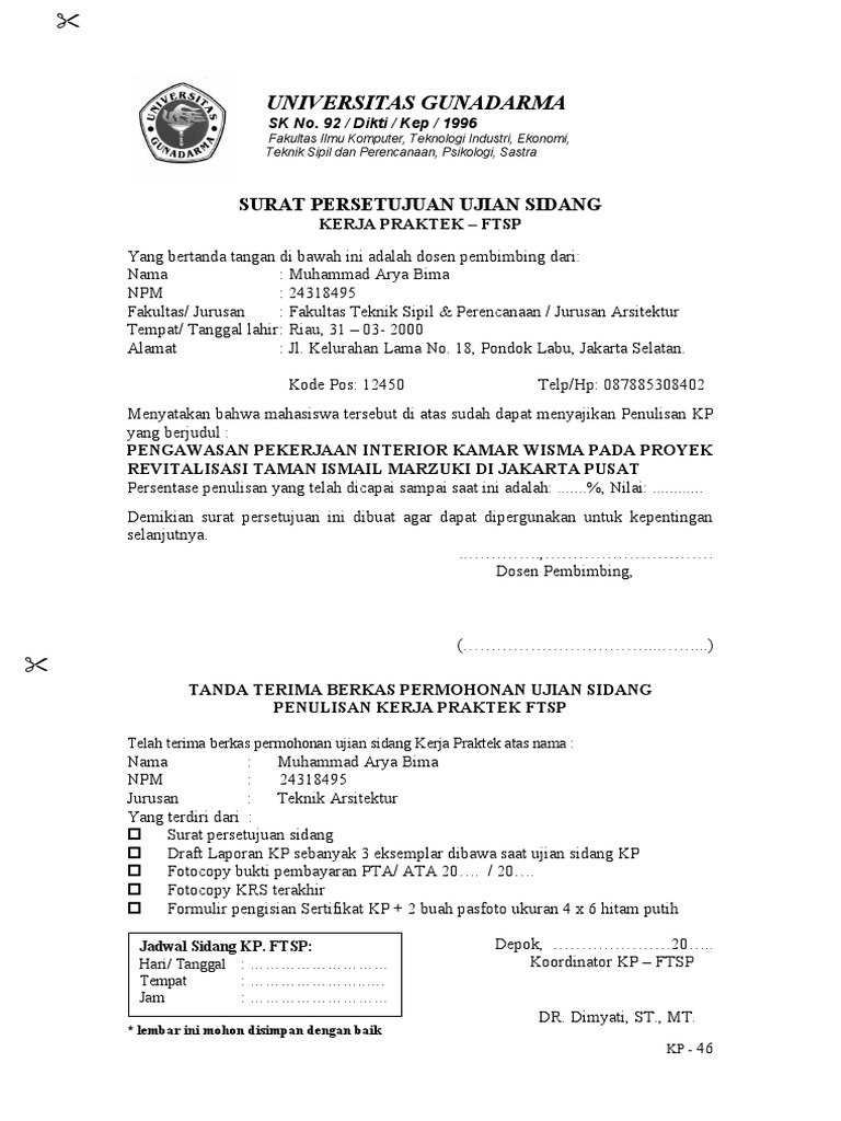 2 Surat Persetujuan Sidang KP - 2020 | PDF