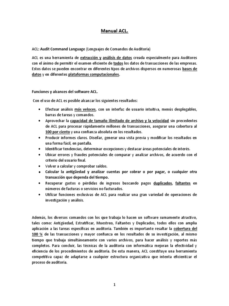 Manual ACL | PDF | Archivo de computadora | Bases de datos