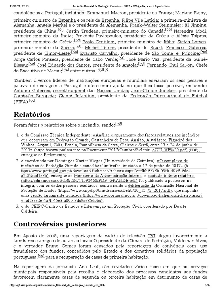 Incêndio Florestal de Pedrógão Grande em 2017 - Wikipédia, A ...