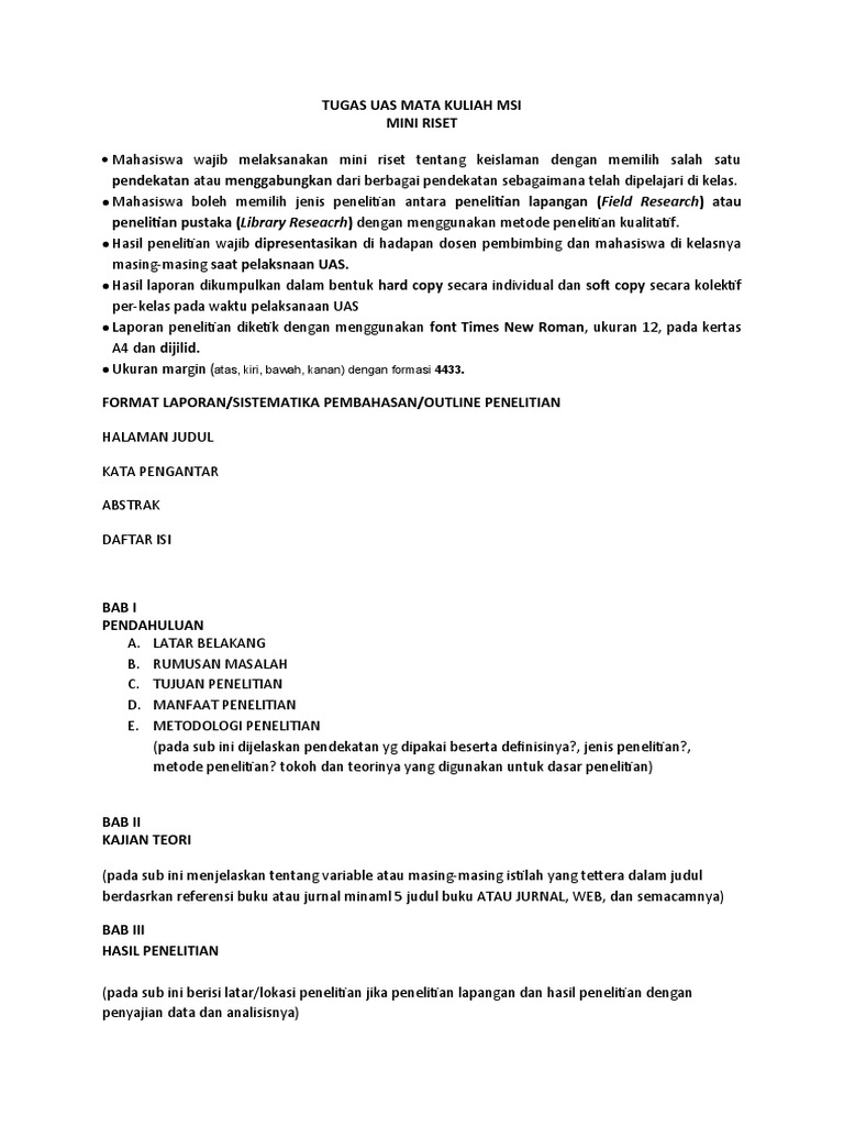 Tugas UAS Mini Riset Keislaman | PDF