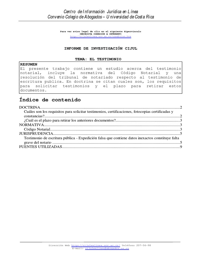 El Testimonio | PDF | Derecho Civil (Common Law) | Justicia
