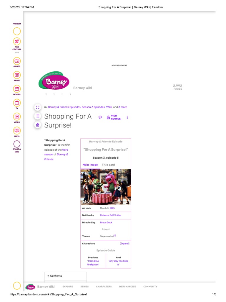 Shopping For A Surprise! - Barney Wiki - Fandom | PDF | Fandom