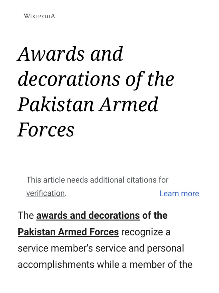 Pakistan Military Awards Overview | PDF | Pakistan Armed Forces | Pakistan