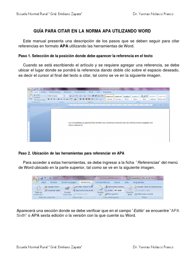 Guía para Referenciar Normas APA Utilizando Microsoft Word | PDF ...