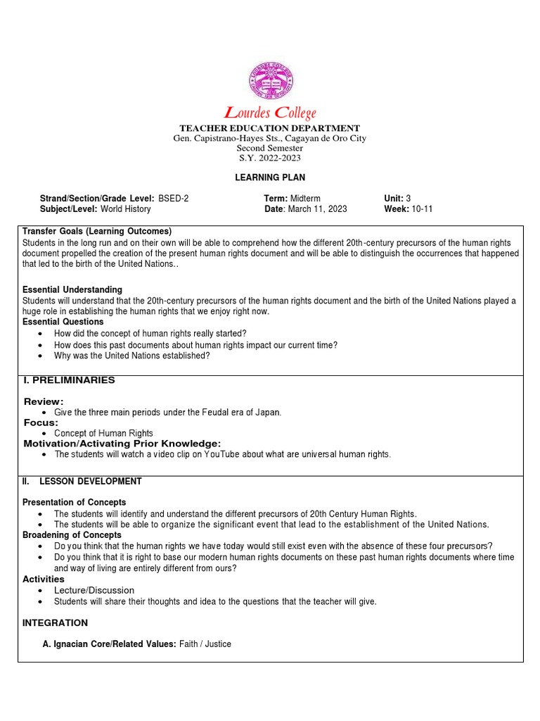 Lesson Plan Concept of Human Rights | PDF | Human Rights | Rights