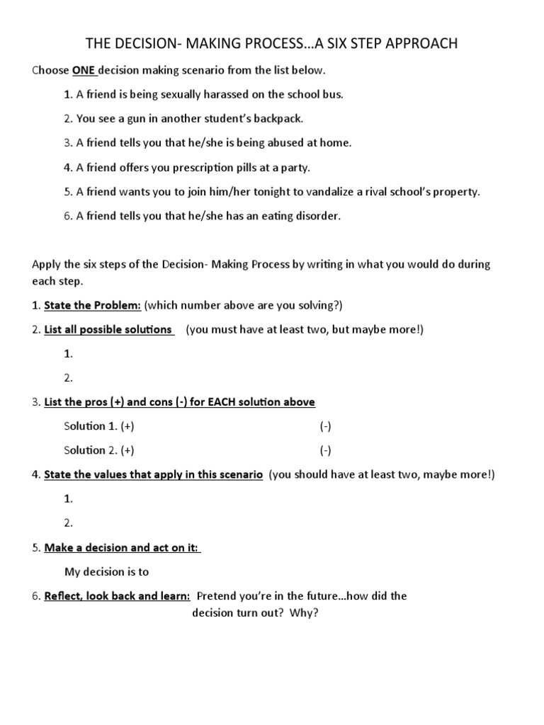 THE DECISION-MAKING PROCESS A SIX STEP APPROACH Assignment-1 | PDF ...