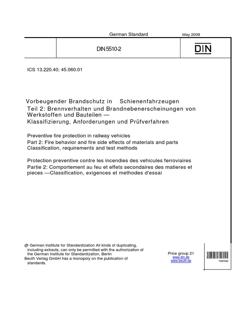 Din 5510 2009 e | PDF | Fires | Combustion