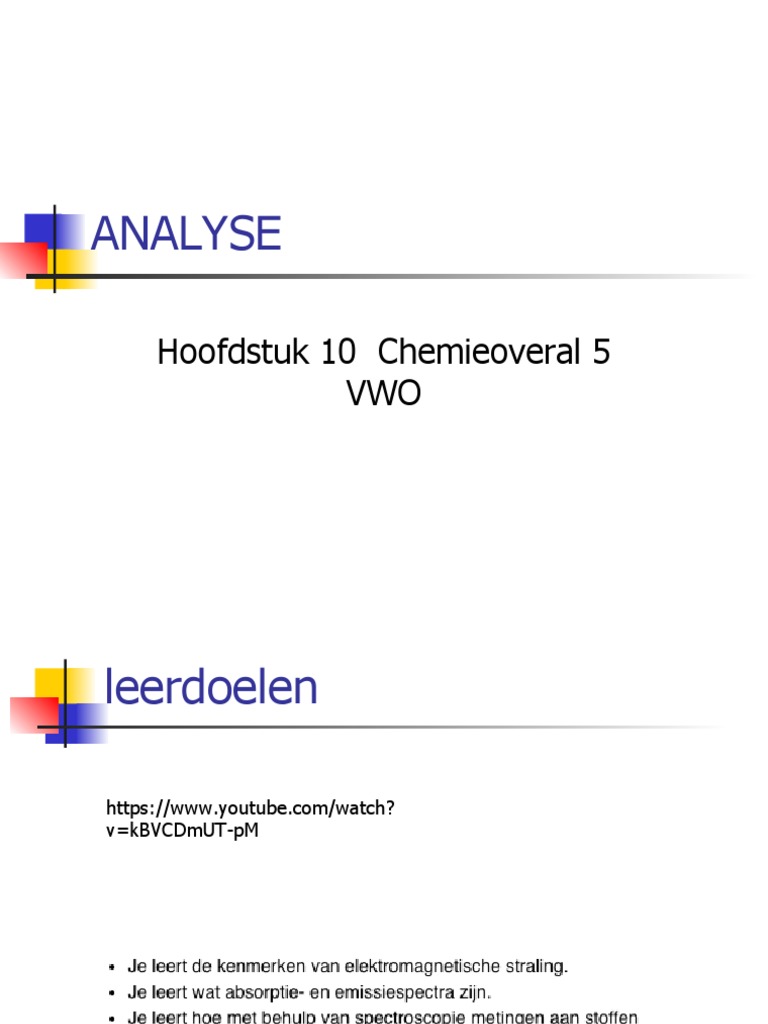 Analyse: Hoofdstuk 10 Chemieoveral 5 VWO | PDF