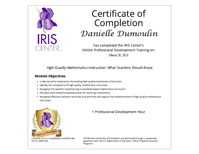 Edc 362 - Iris PD Certificate | PDF | Career & Growth