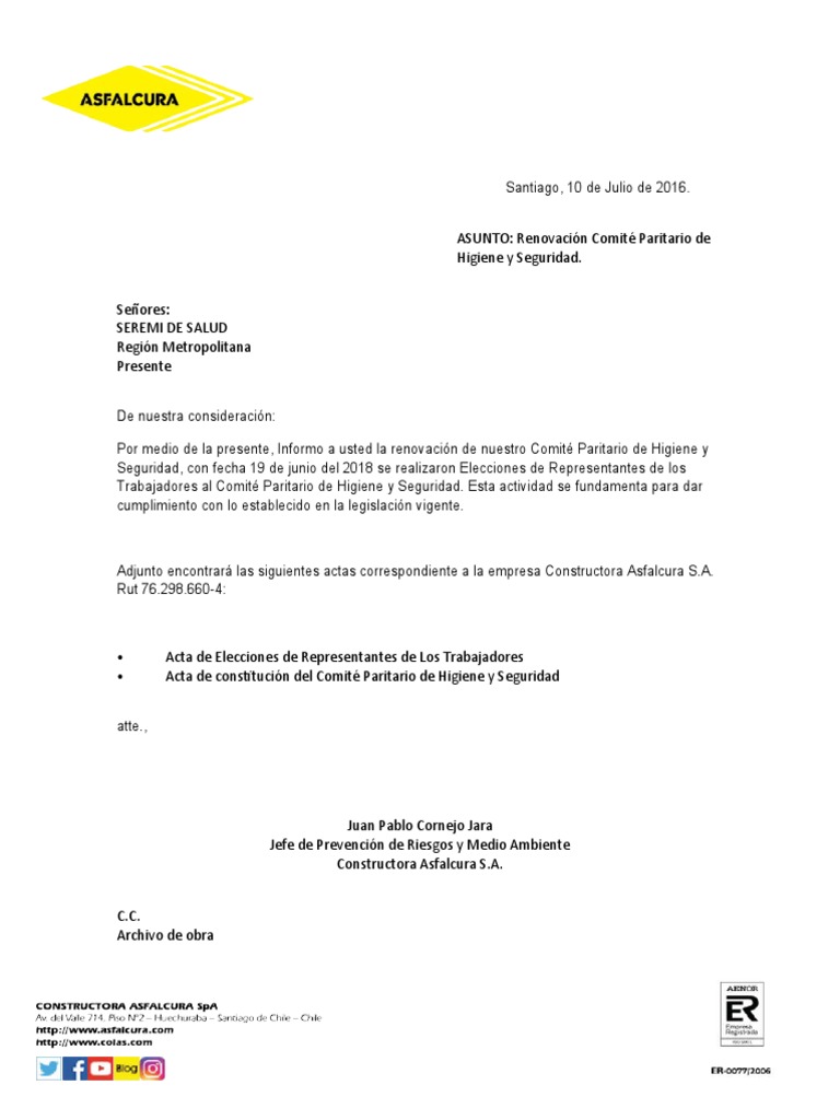 Carta Informativa SEREMI de Salud | PDF