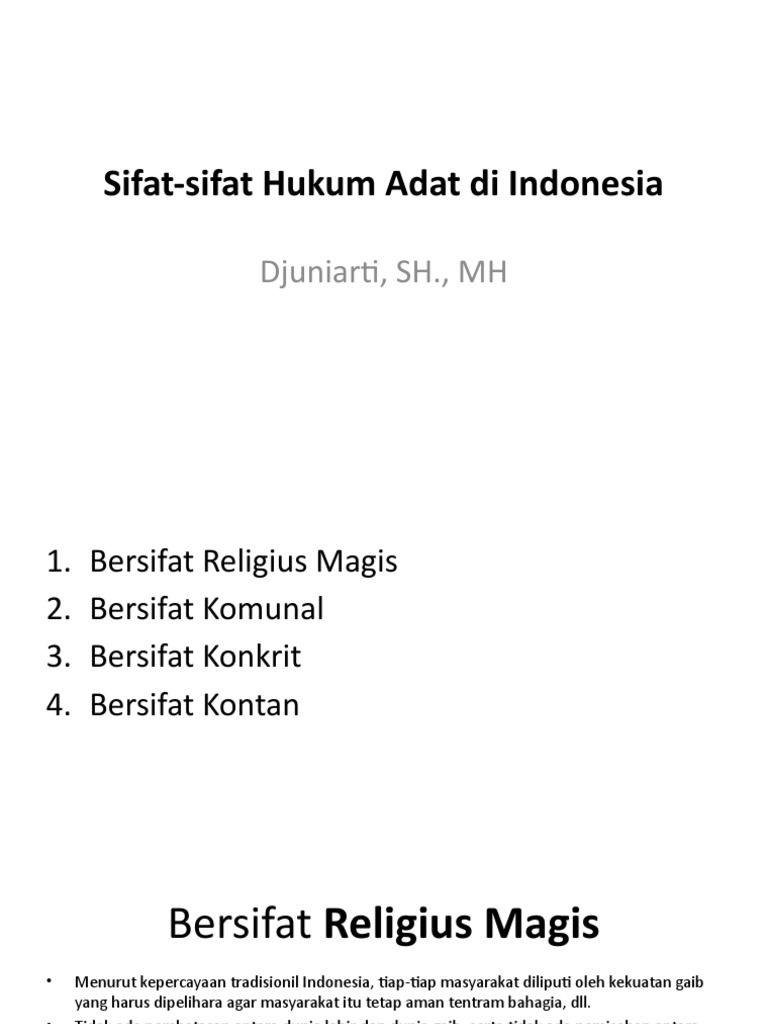 Sifat Magis-Religius Hukum Adat Indonesia | PDF | Ilmu Sosial