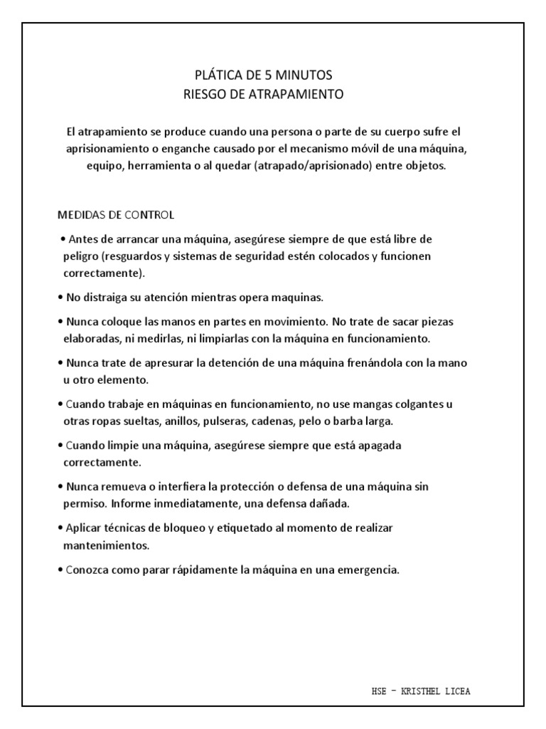 Riesgos y Prevención de Atrapamiento | PDF