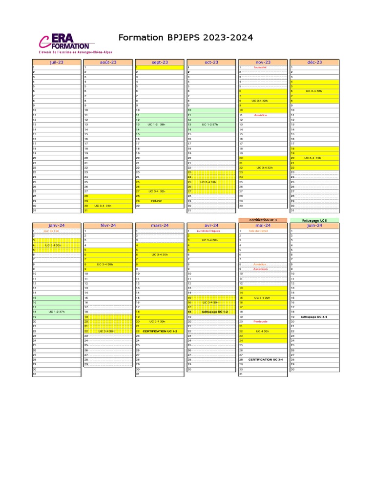Planning BPJEPS 23-24 V3 221214 | PDF