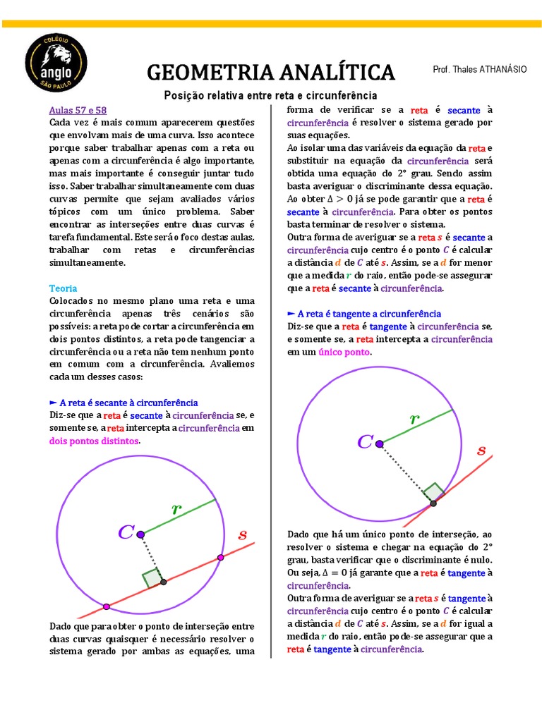 Posição relativa entre retas e circunferências: estratégias analíticas ...