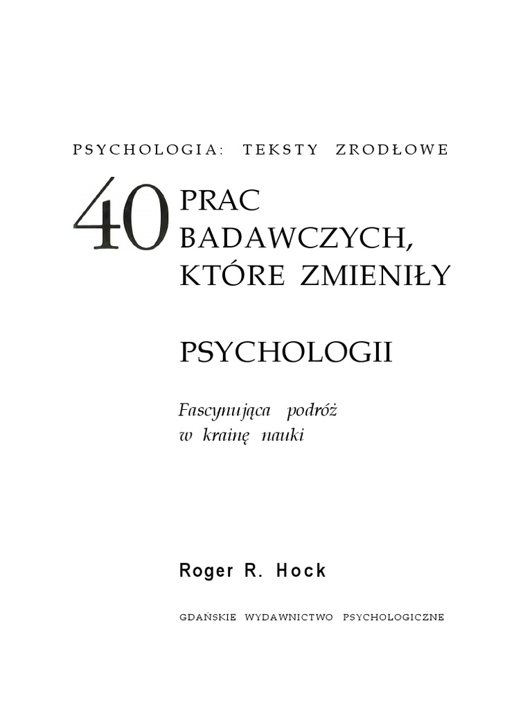 R. R. Hock - 40 Prac Badawczych Ktore Zmienily Oblicze Przychologii | PDF