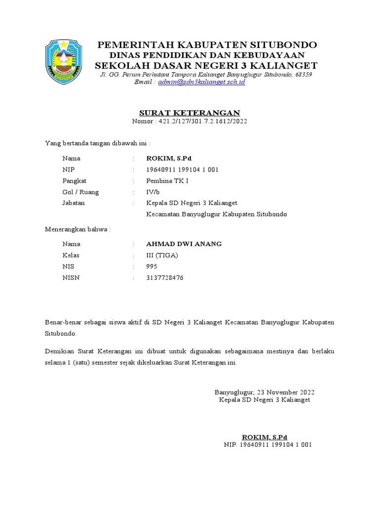 Surat Keterangan Aktif PKH 2019 | PDF