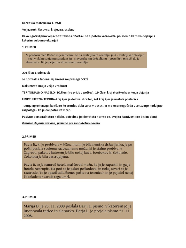 Kazensko Materialno 1.VAJE | PDF
