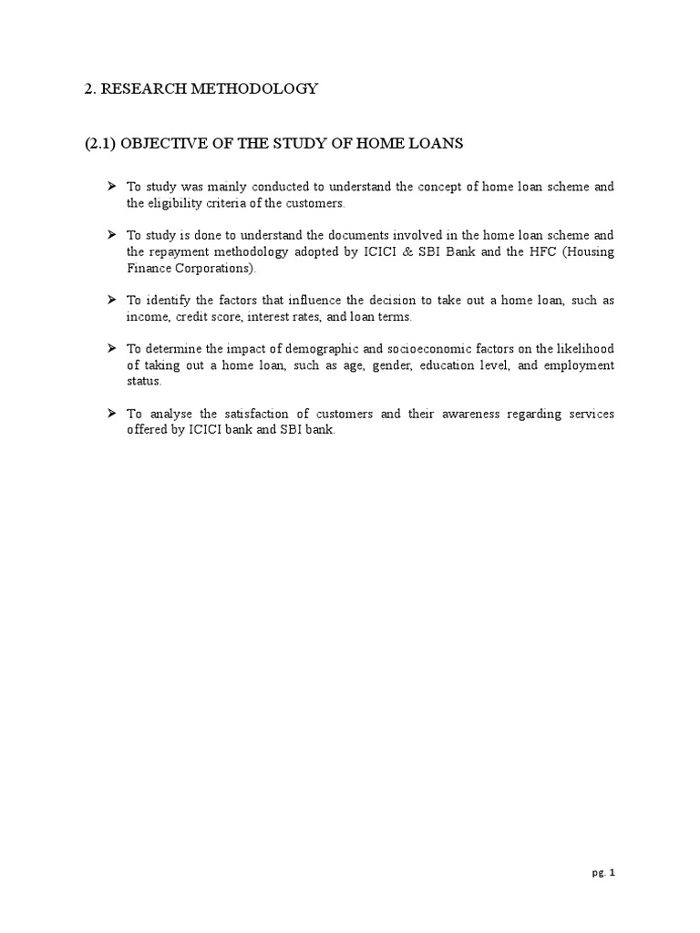 RESEARCH METHODOLOGY | PDF | Loans | Mortgage Loan