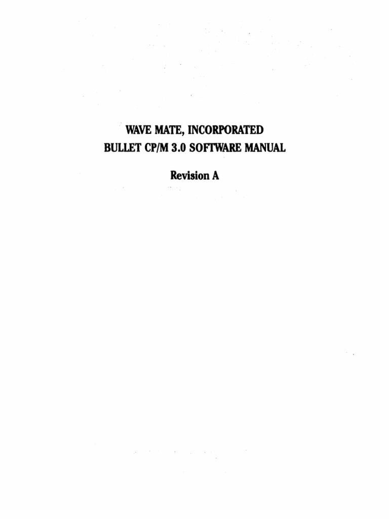 Bullet CPM 3.0 Software Manual 1983 | PDF | Floppy Disk | Booting