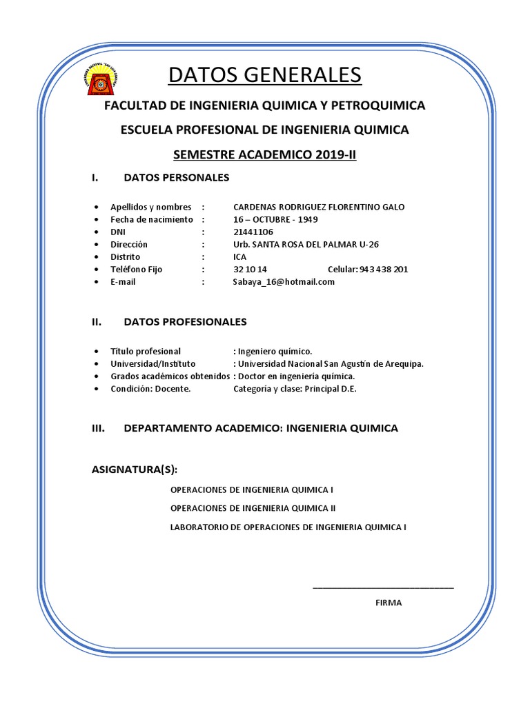 Datos Generales Completos | PDF