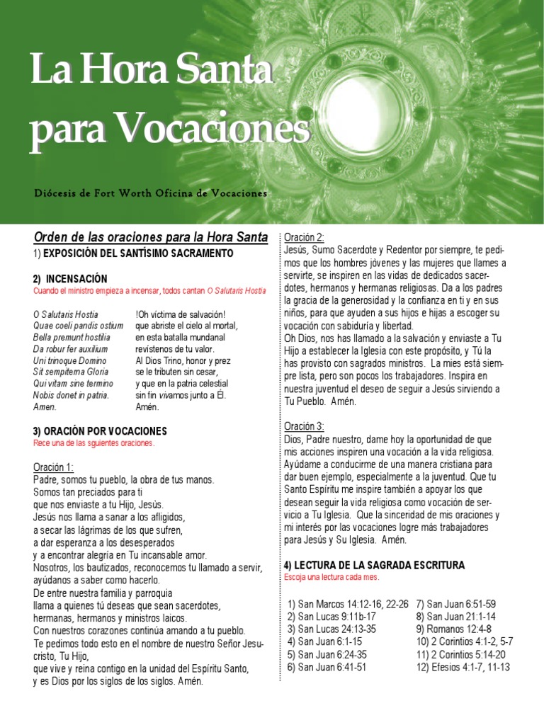 Hora Santa Por Las Vocaciones | PDF | eucaristía | María, madre de Jesús