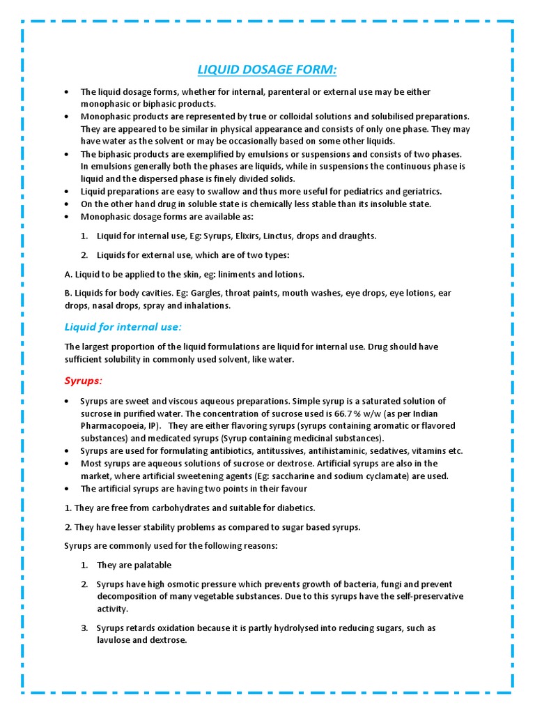 Liquid Dosage Form | PDF | Emulsion | Topical Medication