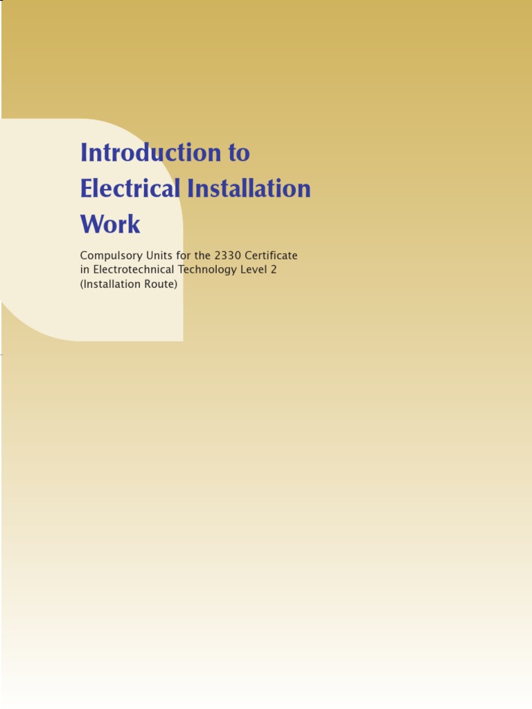 Introduction To Electrical Installation Work | PDF | Electrical Wiring ...