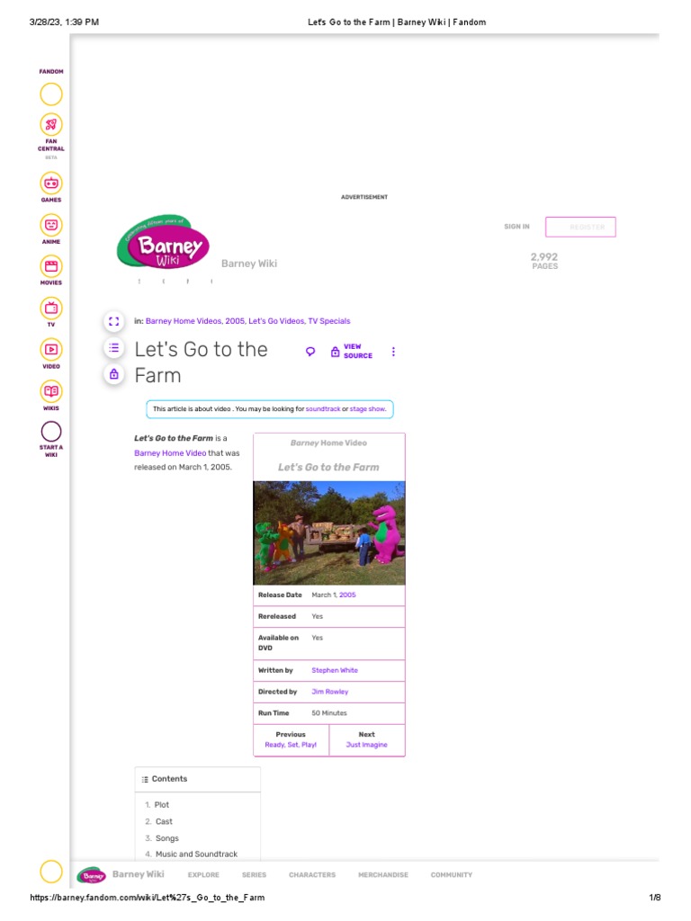 Let's Go To The Farm - Barney Wiki - Fandom | PDF | Fandom