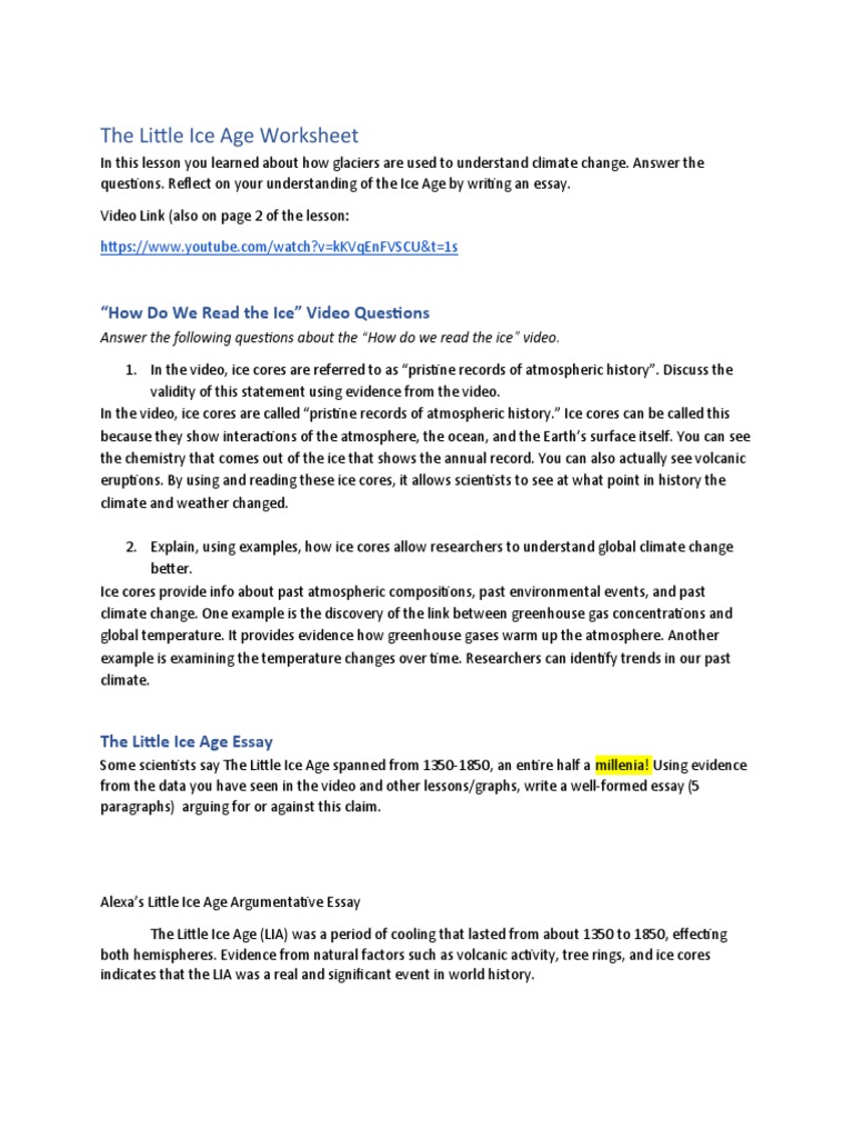Understanding Climate Change Through Ice Cores: An Argumentative Essay ... Understanding Climate Change Through Ice Cores: An Argumentative Essay ...