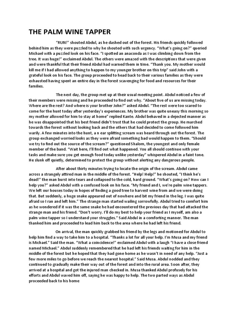 THE PALM WINE TAPPER - Toffy | PDF