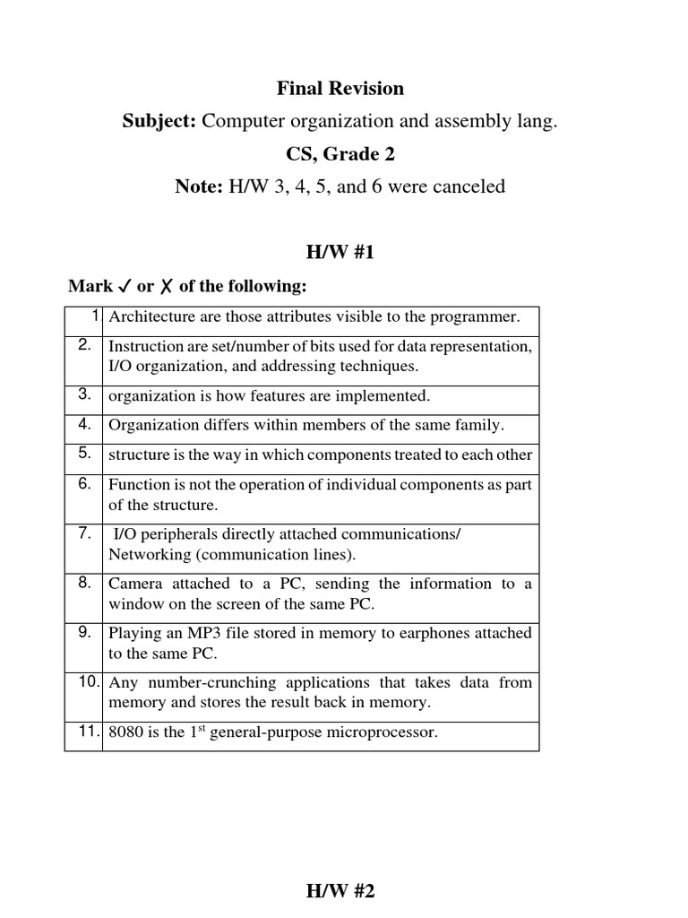 Assembly Revision (Without Answers) | PDF | Assembly Language | Central ... Assembly Revision (Without Answers) | PDF | Assembly Language | Central ...