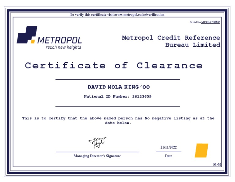 Metropol CRB Certificate | PDF