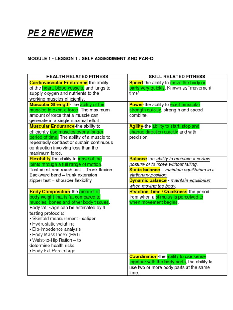 Pe 2 Reviewer | PDF | High Intensity Interval Training | Physical Fitness