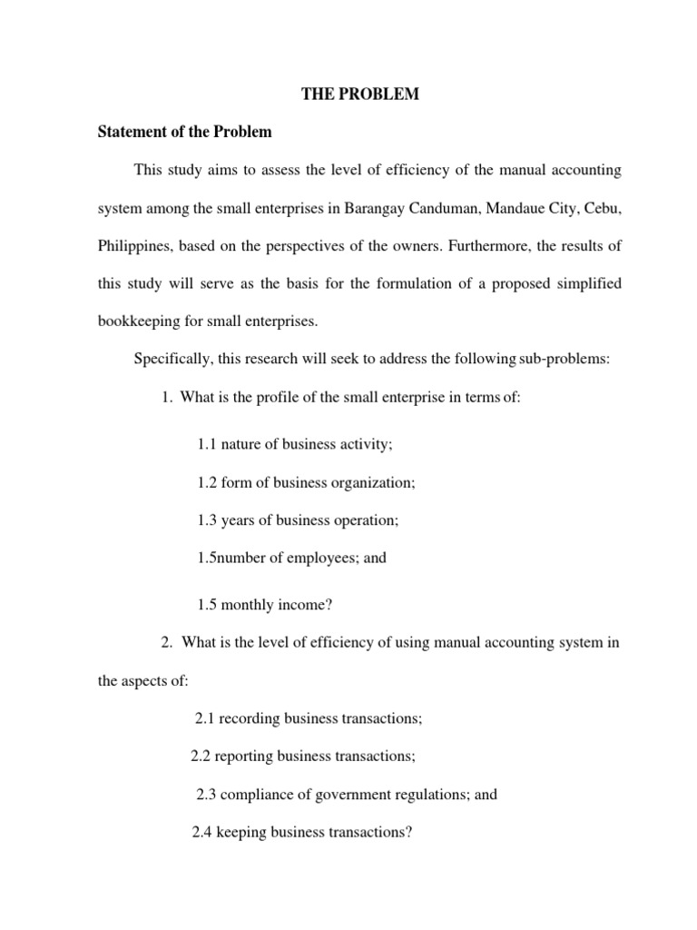 The Problem Statement of The Problem | PDF