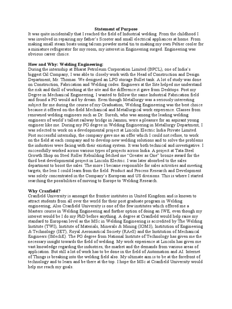 SOP Cranfield | PDF | Engineering | Welding