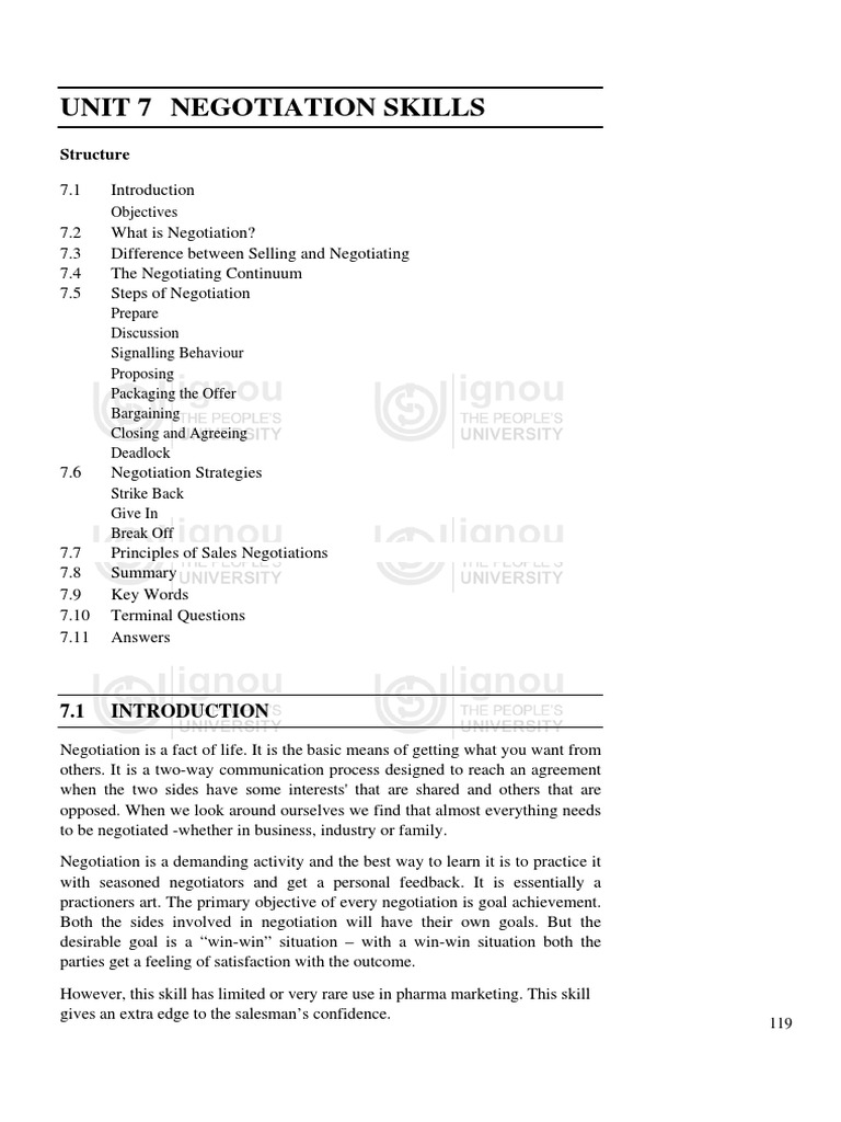Unit 7 | PDF | Negotiation | Sales