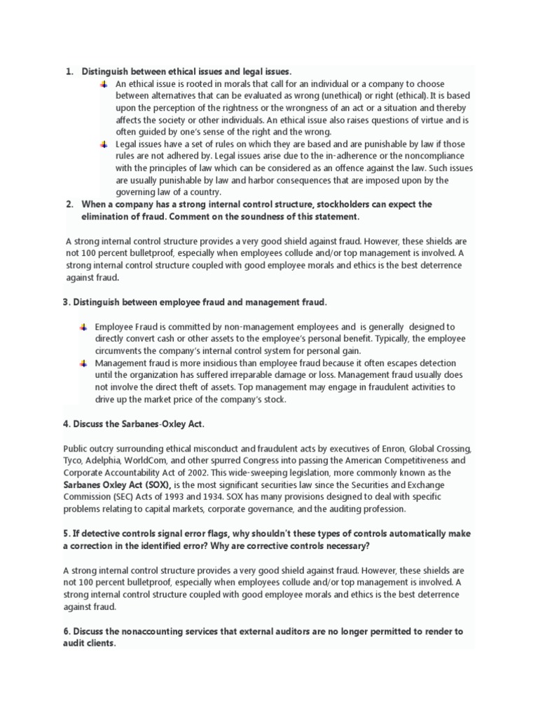 Ethical vs. Legal Issues in Business | PDF | Sarbanes–Oxley Act ...