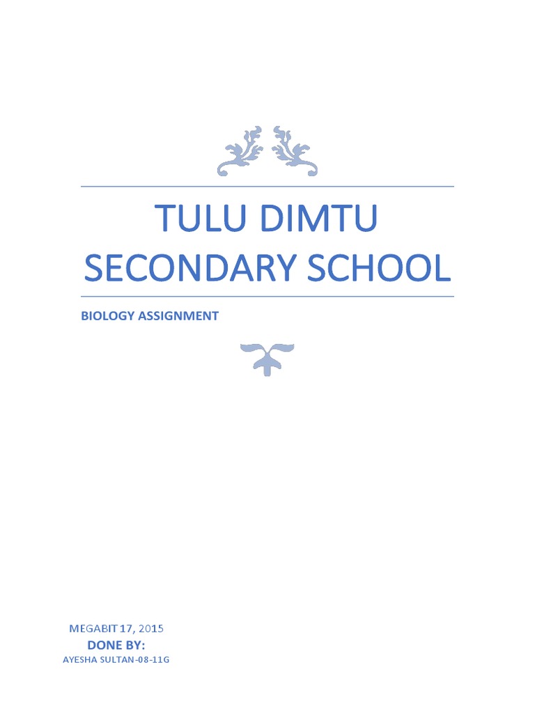 Tulu Dimtu Secondary School: Biology Assignment | PDF | Cell (Biology ...