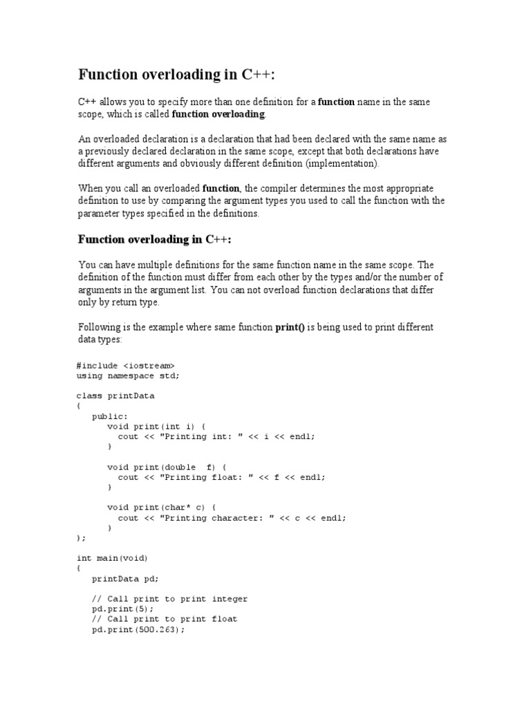 function overloading | PDF