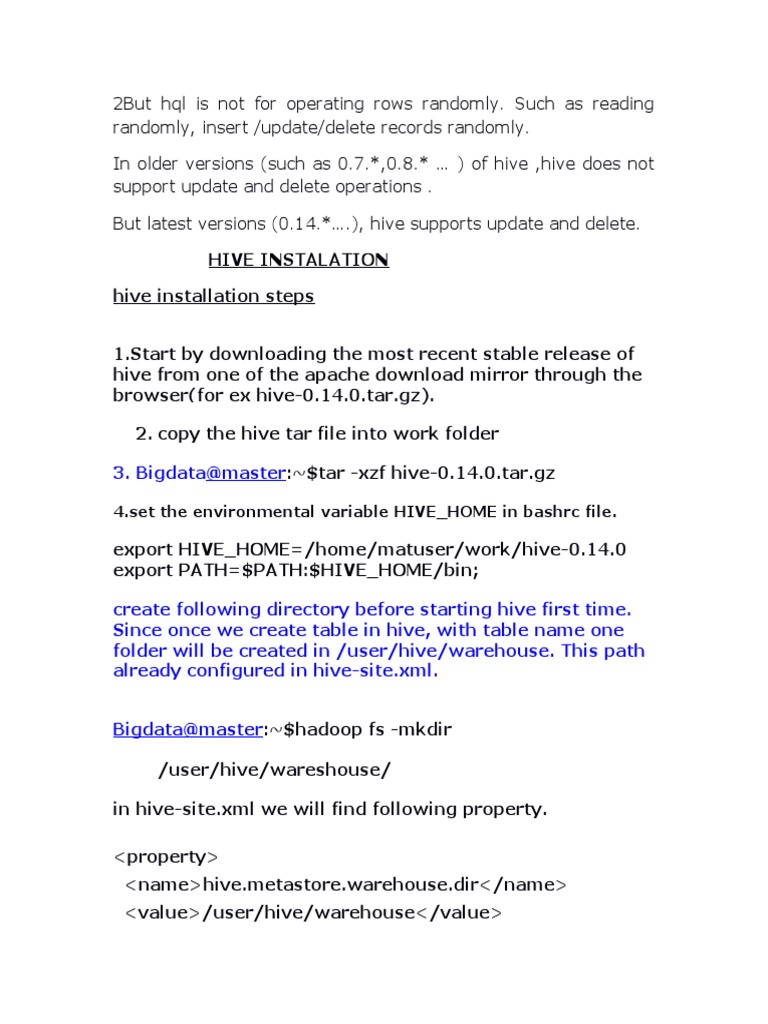 Bigdata@master: 4.set The Environmental Variable HIVE - HOME in Bashrc File | PDF | Apache ...