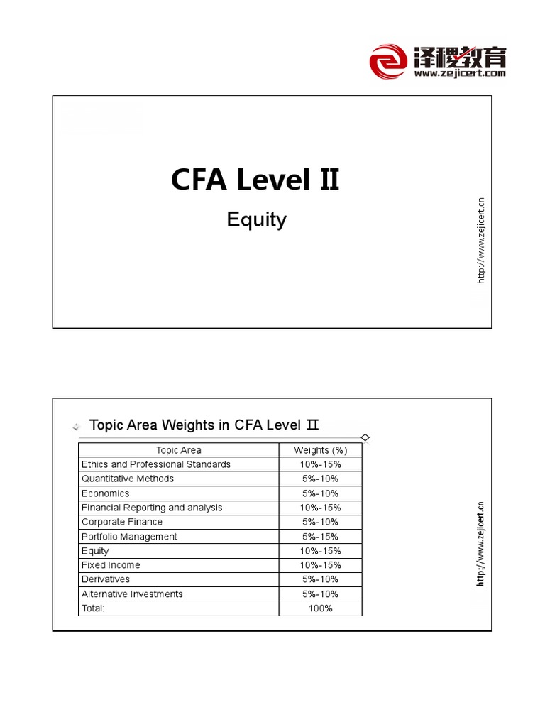 CFA Level II: Equity | PDF | Valuation (Finance) | Discounted Cash Flow