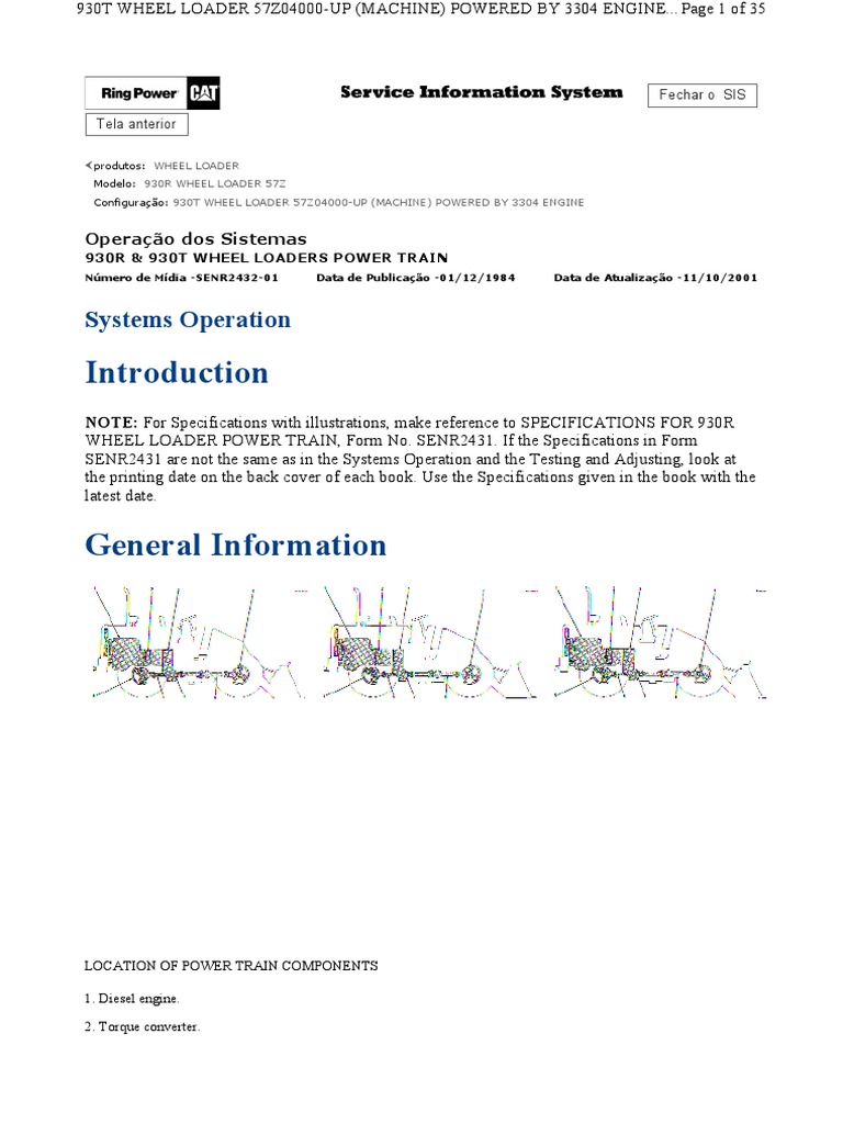 Operation and Components of a 930T Wheel Loader Power Train | PDF | Axle | Gear