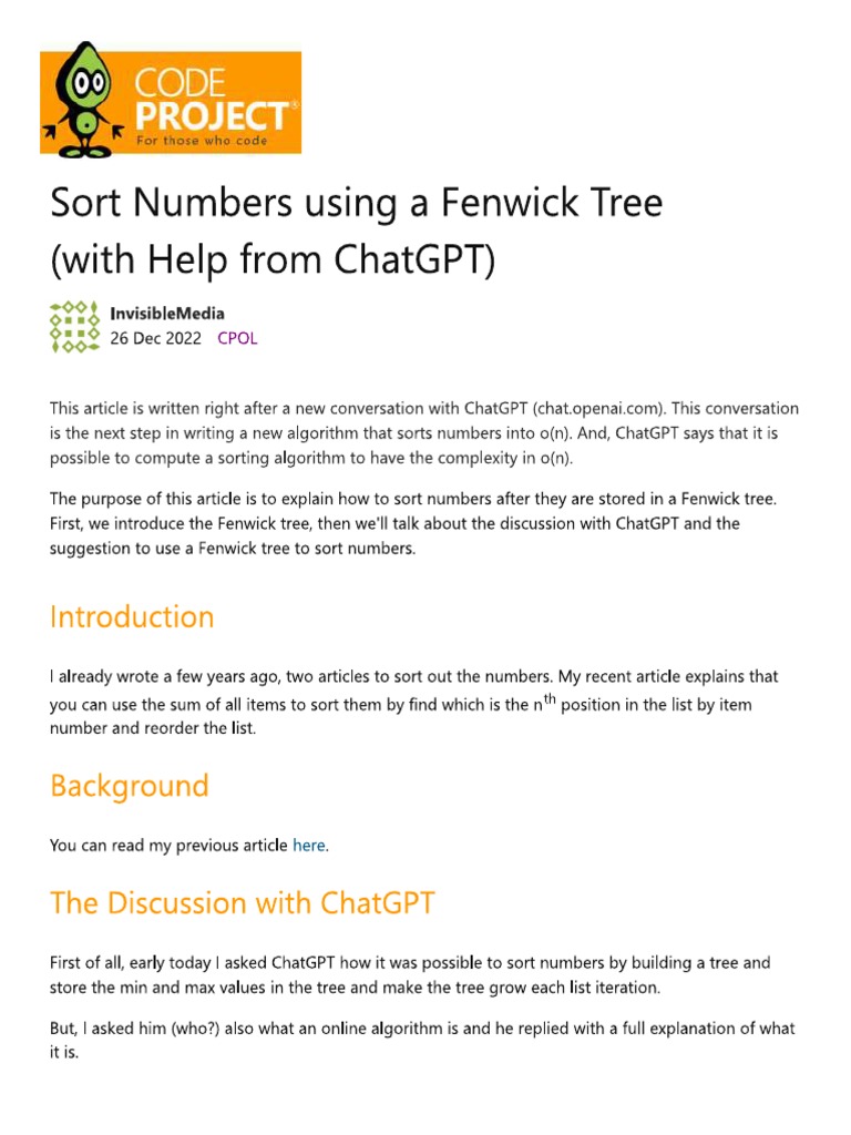 Asm Sort Numbers Using A Fenwick Tree With Help From Chatgpt Pdf 2684