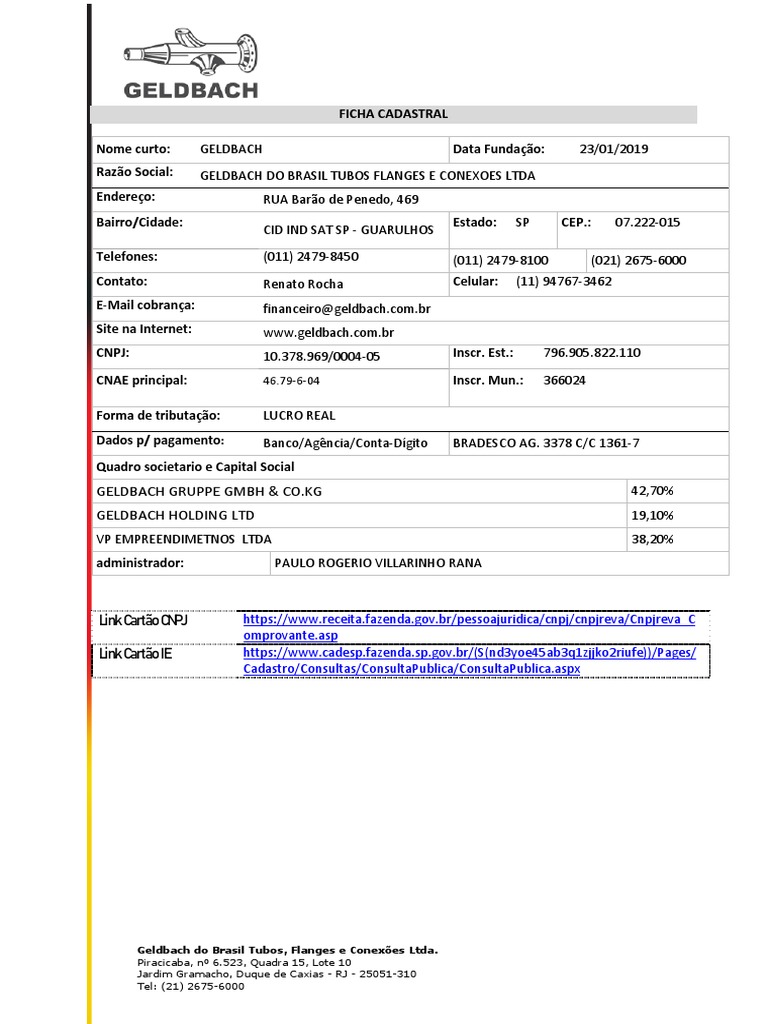 FICHA CADASTRAL - Filial SPrev1 OK | PDF