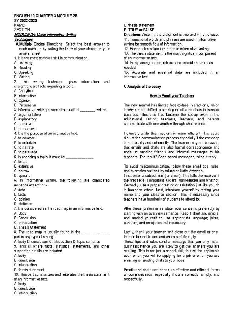 Eng 10 Q3 Mod2a 2B | PDF | Persuasion | Essays